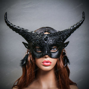 ILOVEMASKS | Accessories | Krampus Horn Lace Animal Devil Women Mask ...